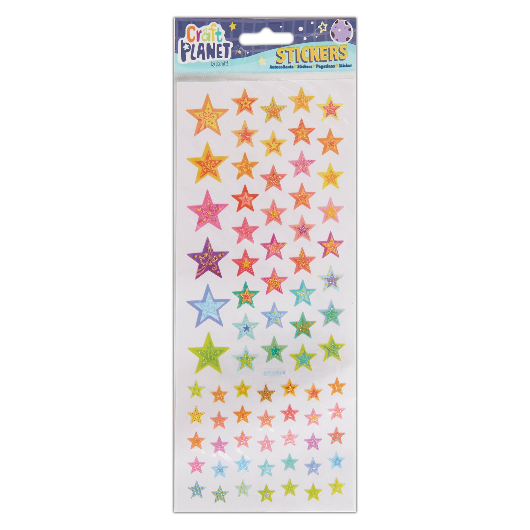 Craft Planet Fun Coloured Stickers, Stars, For Young Crafters, Posters