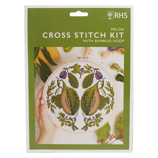 RHS The Royal Horticultural Society Cross Stitch Kit, Melon, 8", Multi