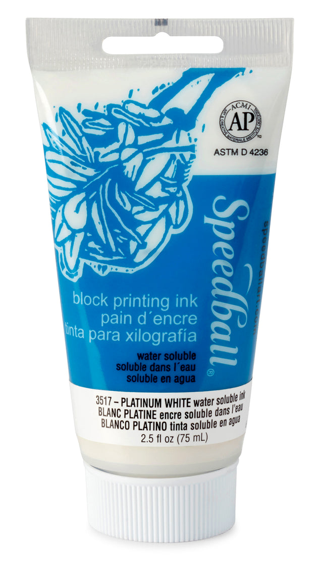 Speedball Water-Soluble Block Ink, Platinum White, 2.5oz