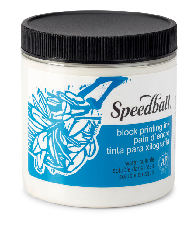 Speedball Water-Soluble Block Ink, Platinum White, 8oz