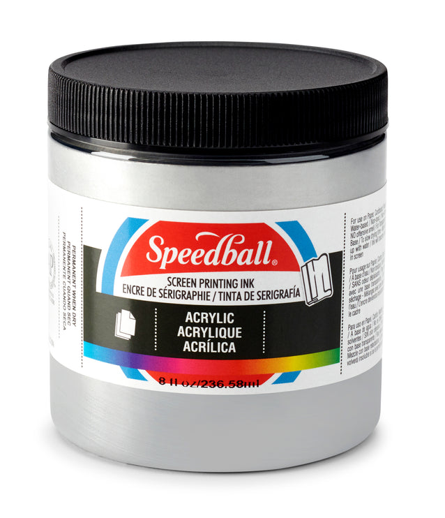 Speedball Acrylic Screen Printing Ink, Silver, 8oz