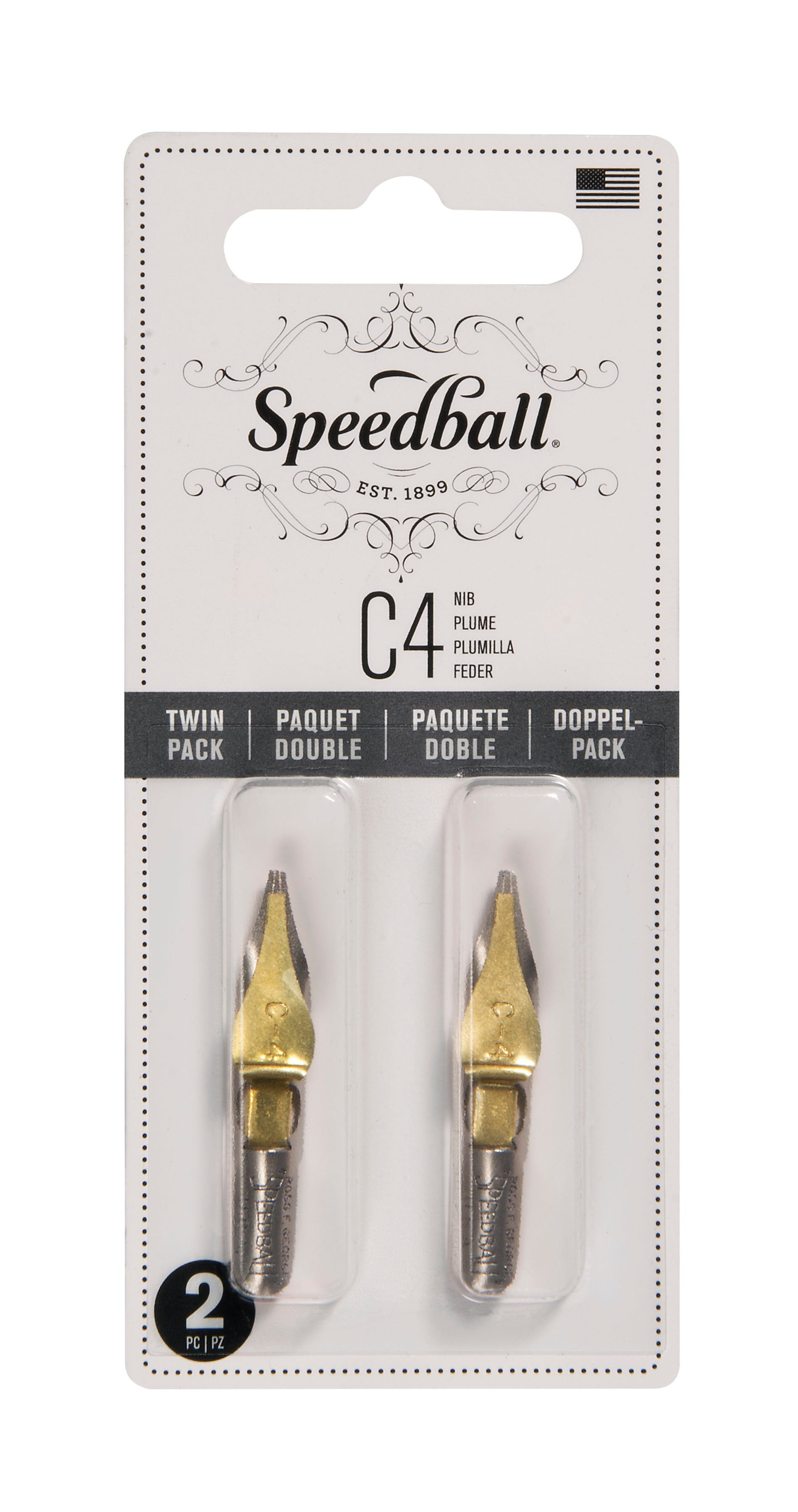 Speedball C4 Series Pen Nib Twin Pack, Broad Edge Nibs, Triple-Reservo