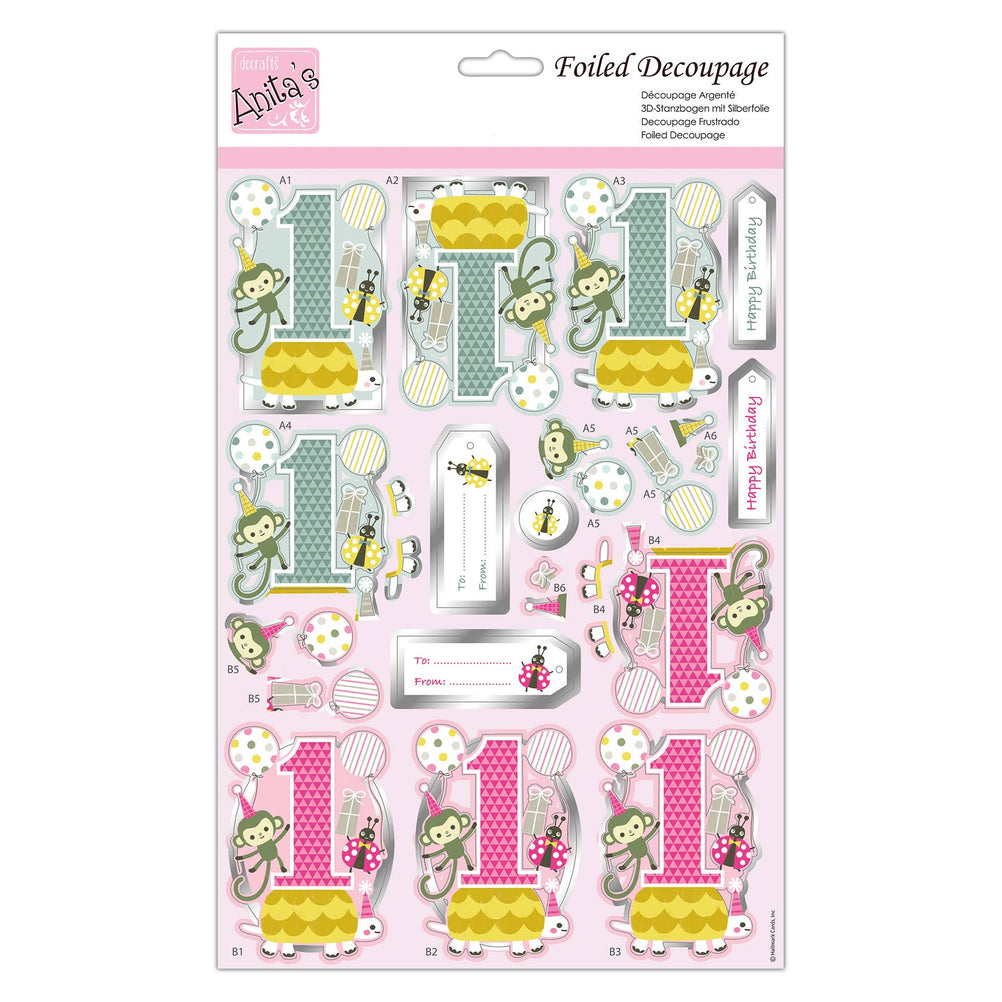 Anita's A4 No 1 Monkey Foiled Decoupage Sheet, Accessories Supplies Fo